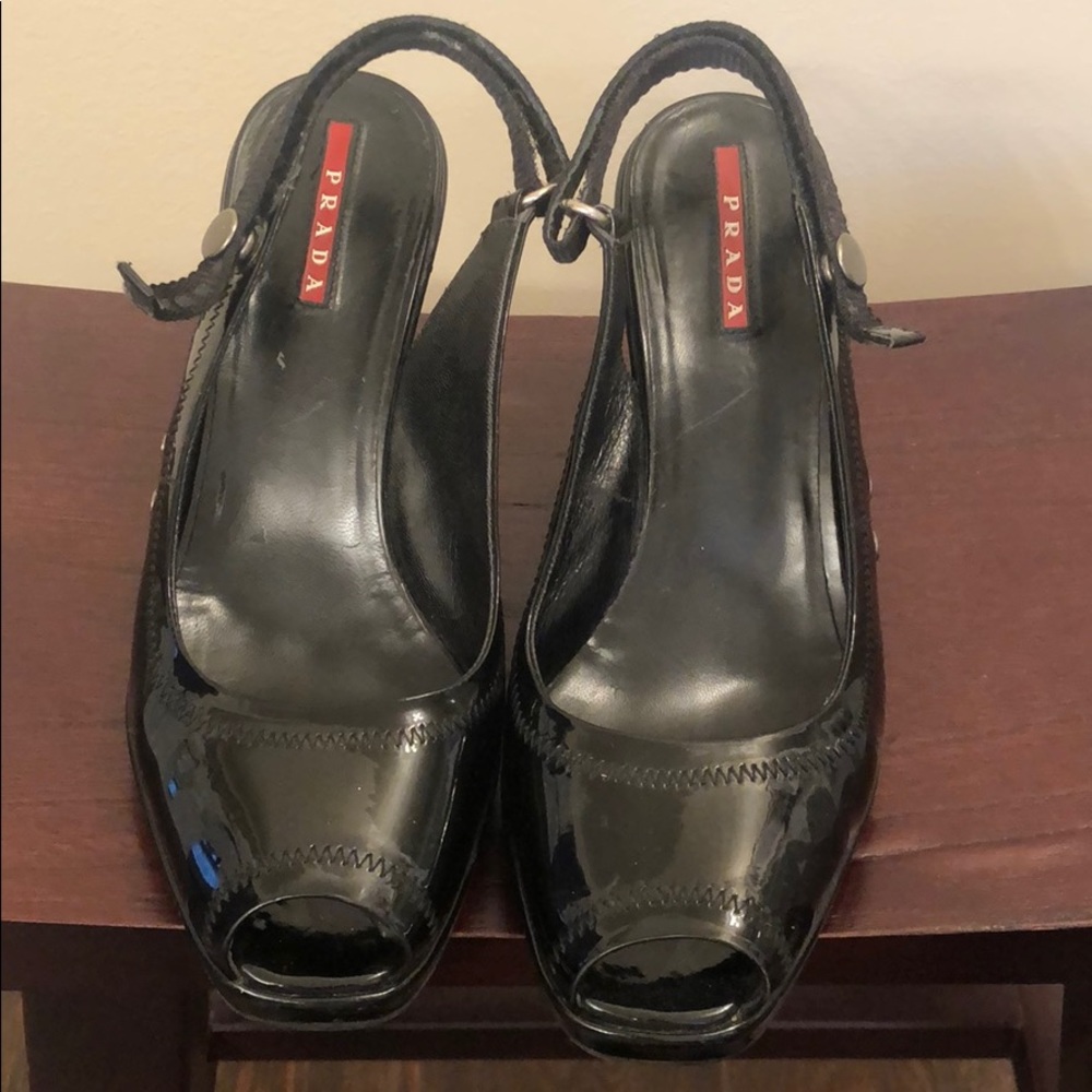 Prada Black Wedge Sz 6.5 (Euro 37) - Gem